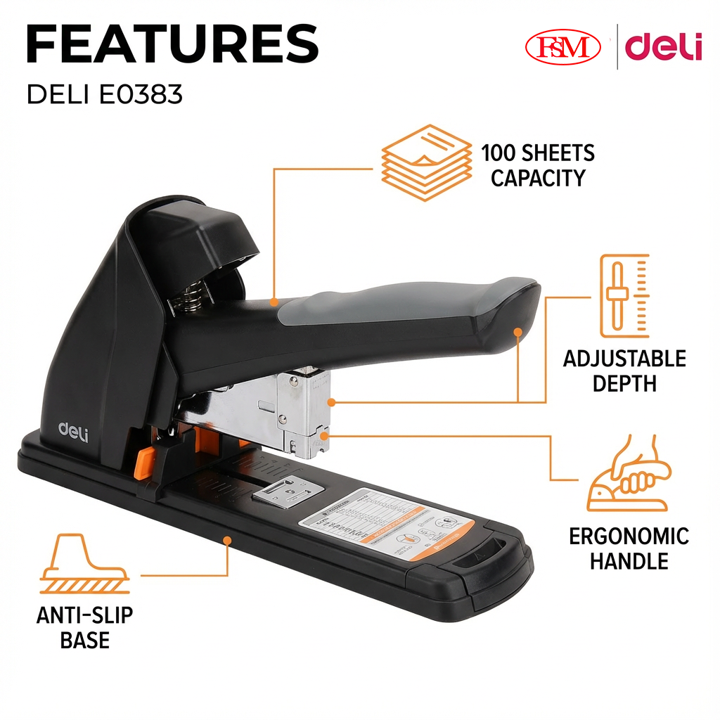 Deli E0383 Heavy Duty Stapler Malaysia | Office Use